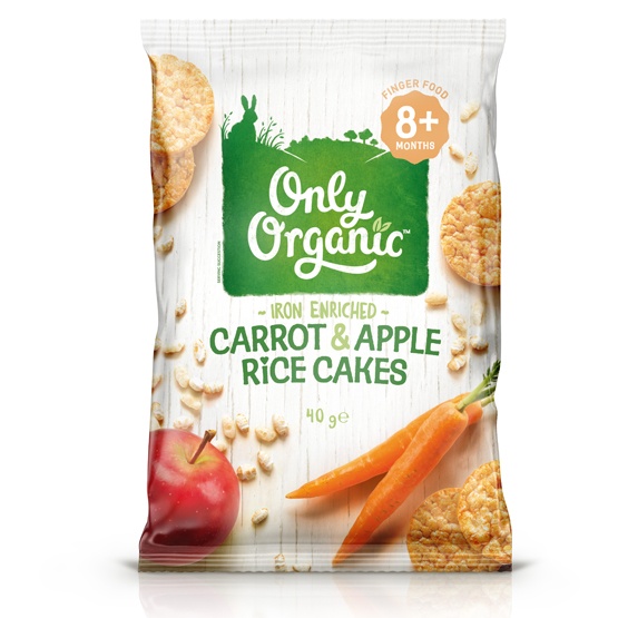 Only Organic Carrot & Apple Rice Cakes 8m+ | Reviews - Tell Me Baby